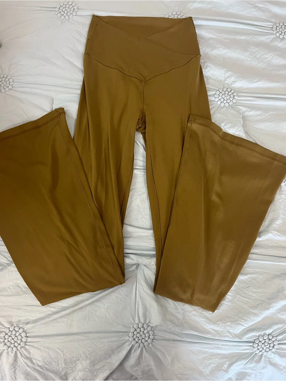 aerie | Pants & Jumpsuits | Aerie Gold Crossover Flare Leggings | Poshmark